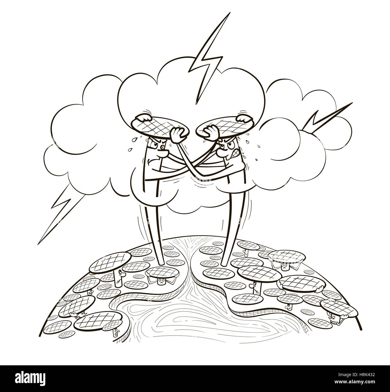 concept struggle in the form of cartoon nails are vying with each other ...