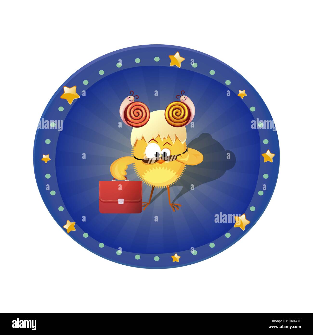 chicken in the eggshell with a briefcase and bespectacled. Vector ...