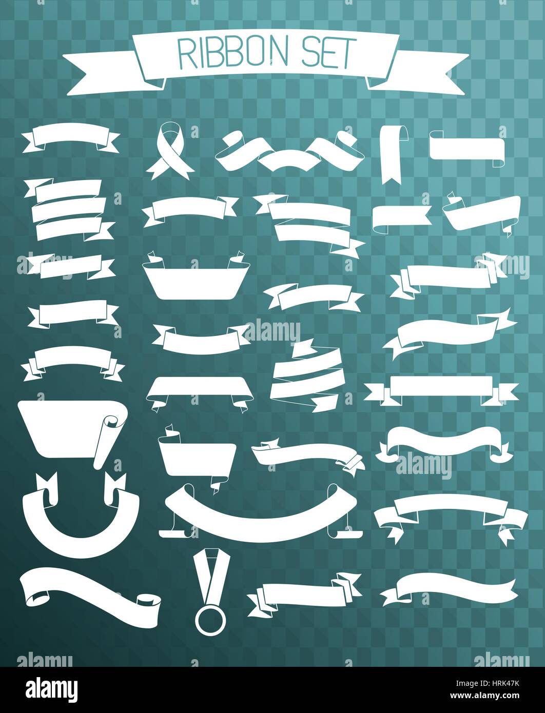 ribbon set on a transparente background in a linear style. Ribbon as a ...