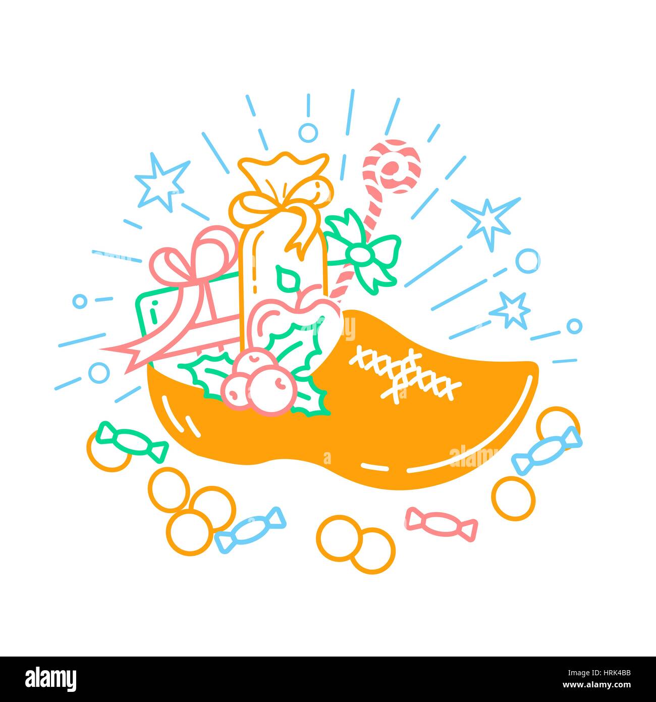 Illustration of the shoe with gifts for the holiday of sweets in a ...