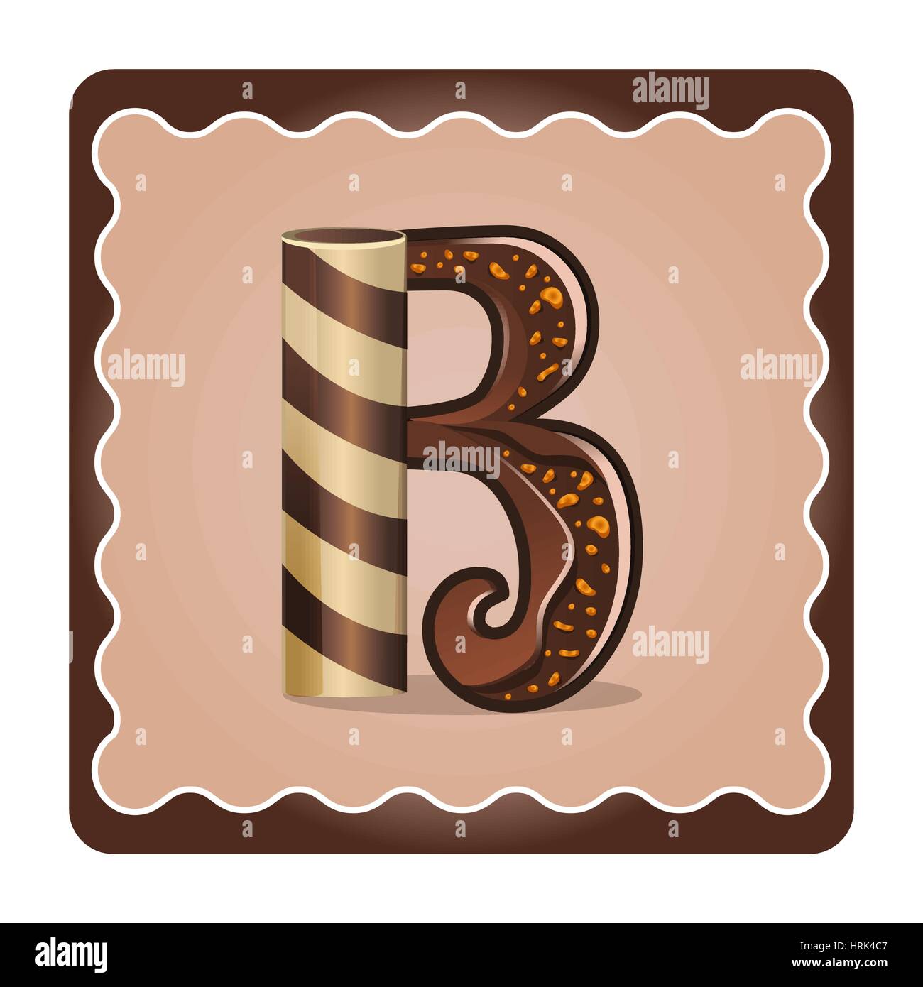 Cards for children for learning the alphabet. Letter b as chocolate, in ...