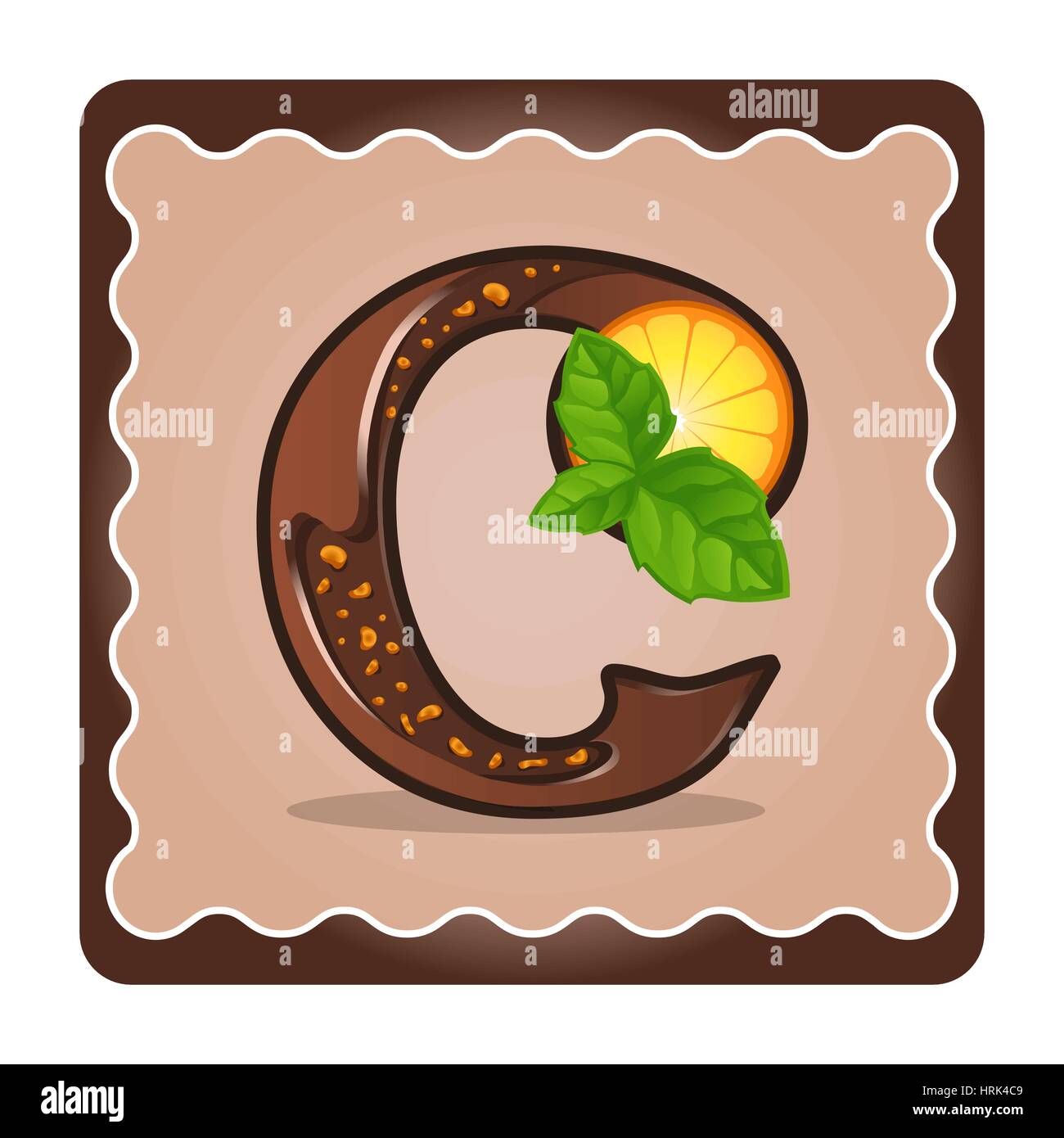 Cards for children for learning the alphabet. Letter c as chocolate, in ...