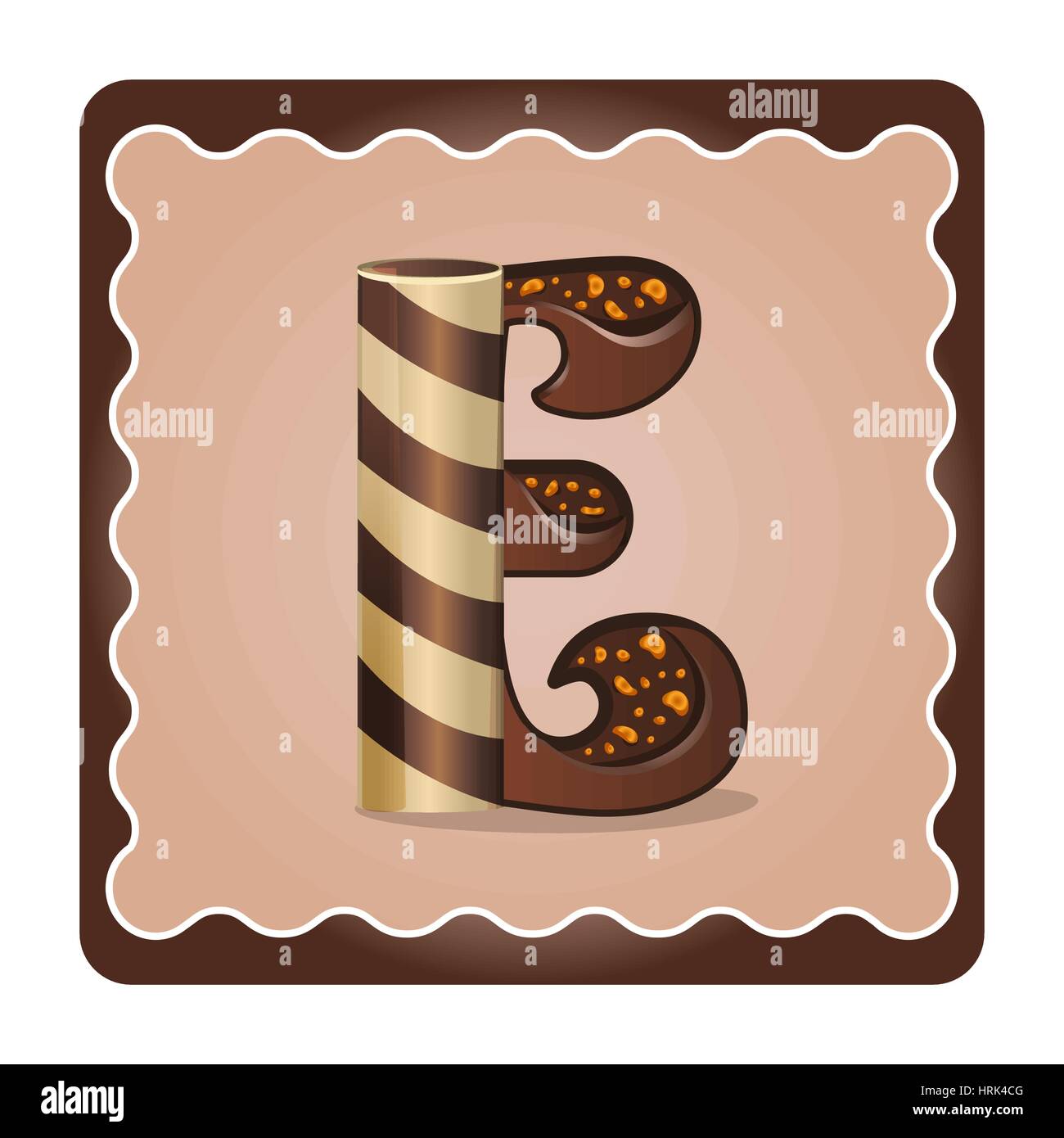 Cards for children for learning the alphabet. Letter e as chocolate, in ...