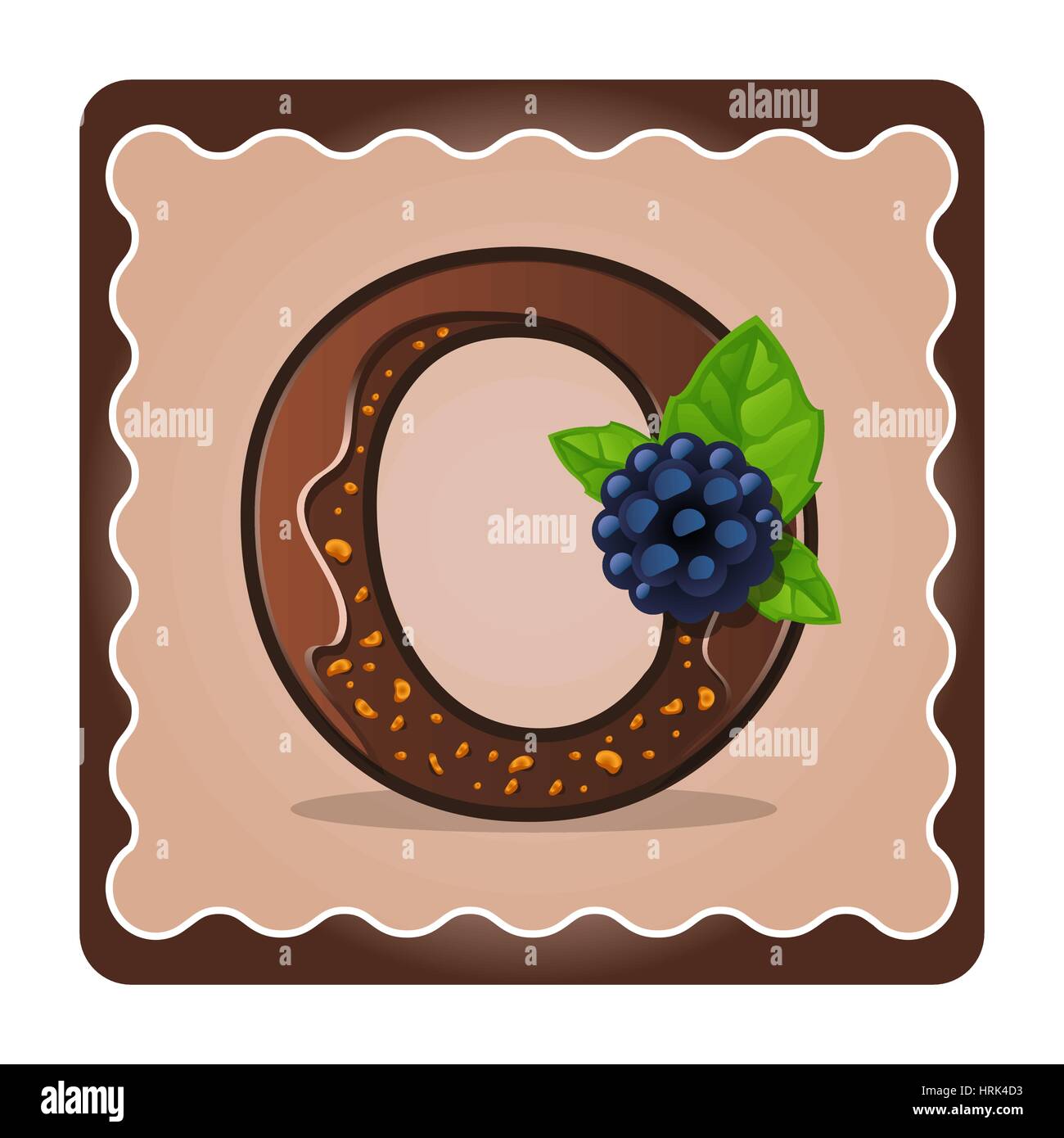 Cards for children for learning the alphabet. Letter o as chocolate, in ...