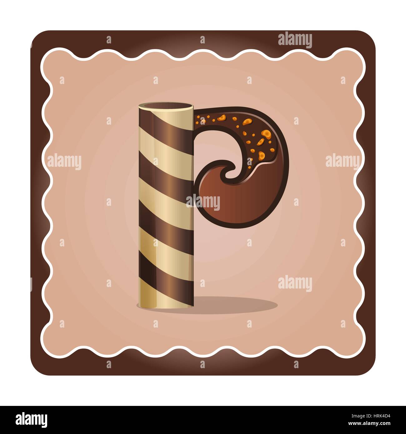 Cards for children for learning the alphabet. Letter p as chocolate, in ...