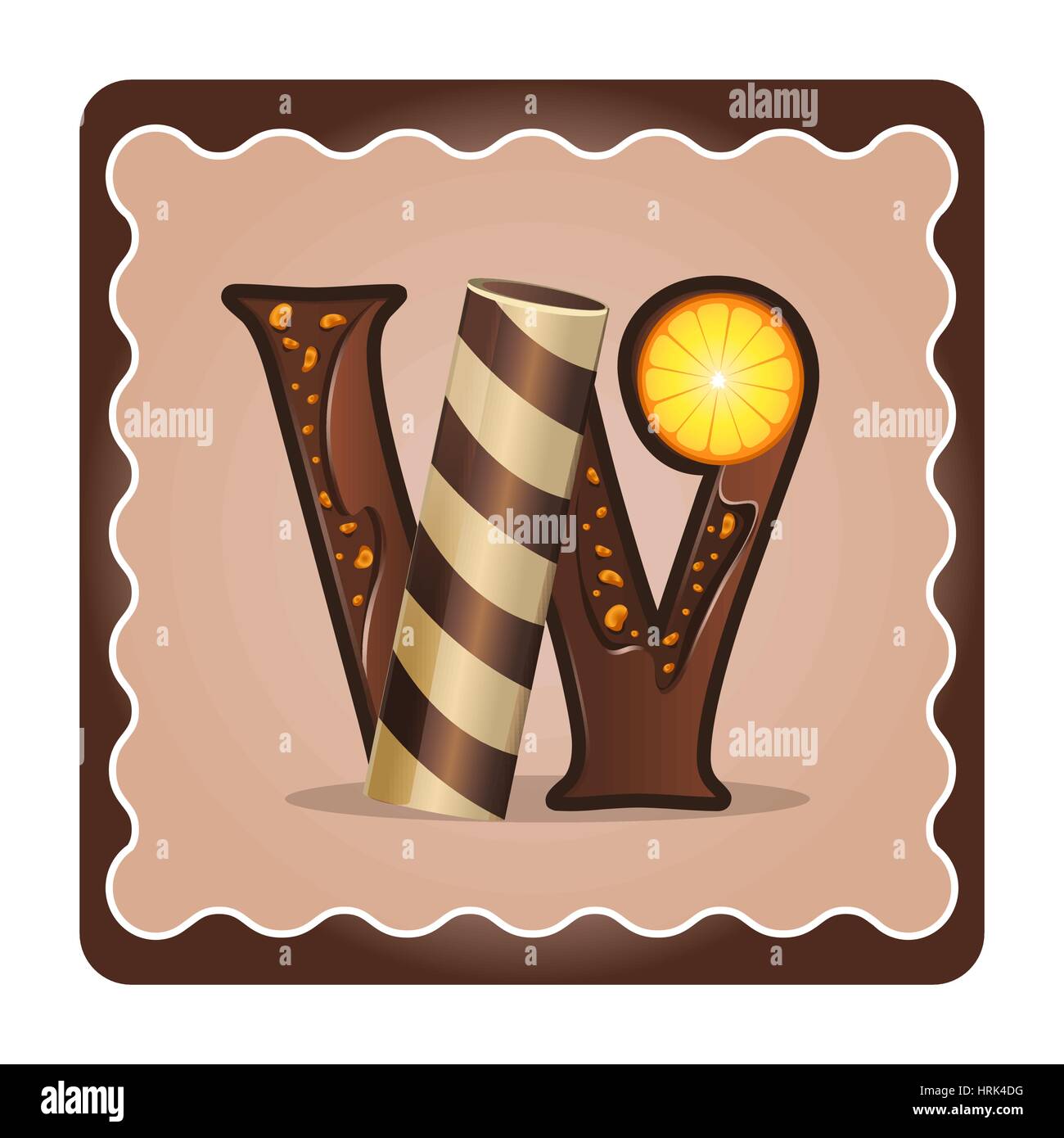 Cards for children for learning the alphabet. Letter w as chocolate, in ...