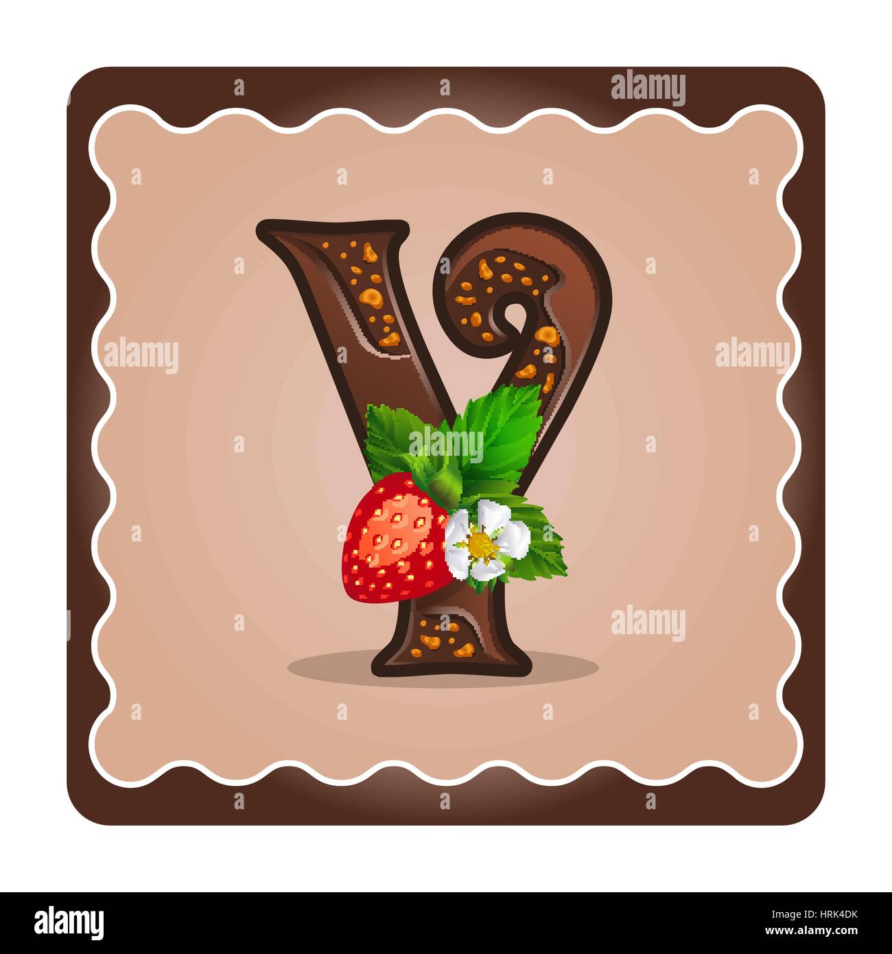 Cards for children for learning the alphabet. Letter y as chocolate, in ...