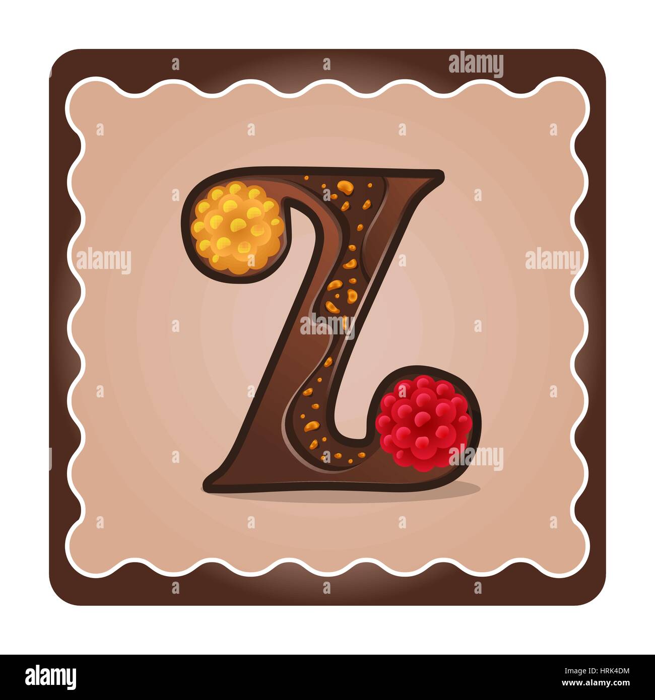 Cards for children for learning the alphabet. Letter z as chocolate, in ...