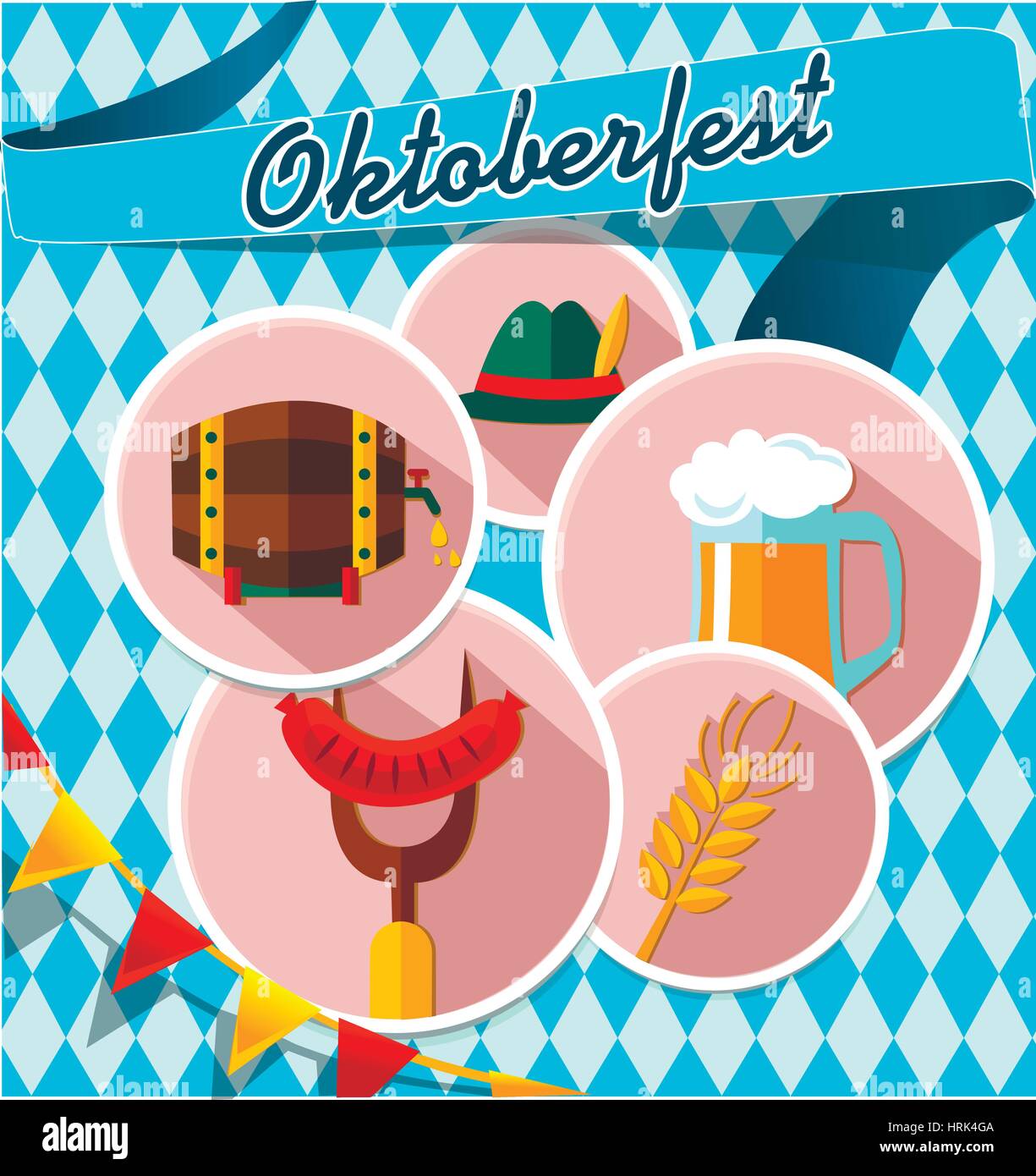Germany elements collection illustration. Card with Oktoberfest Stock ...