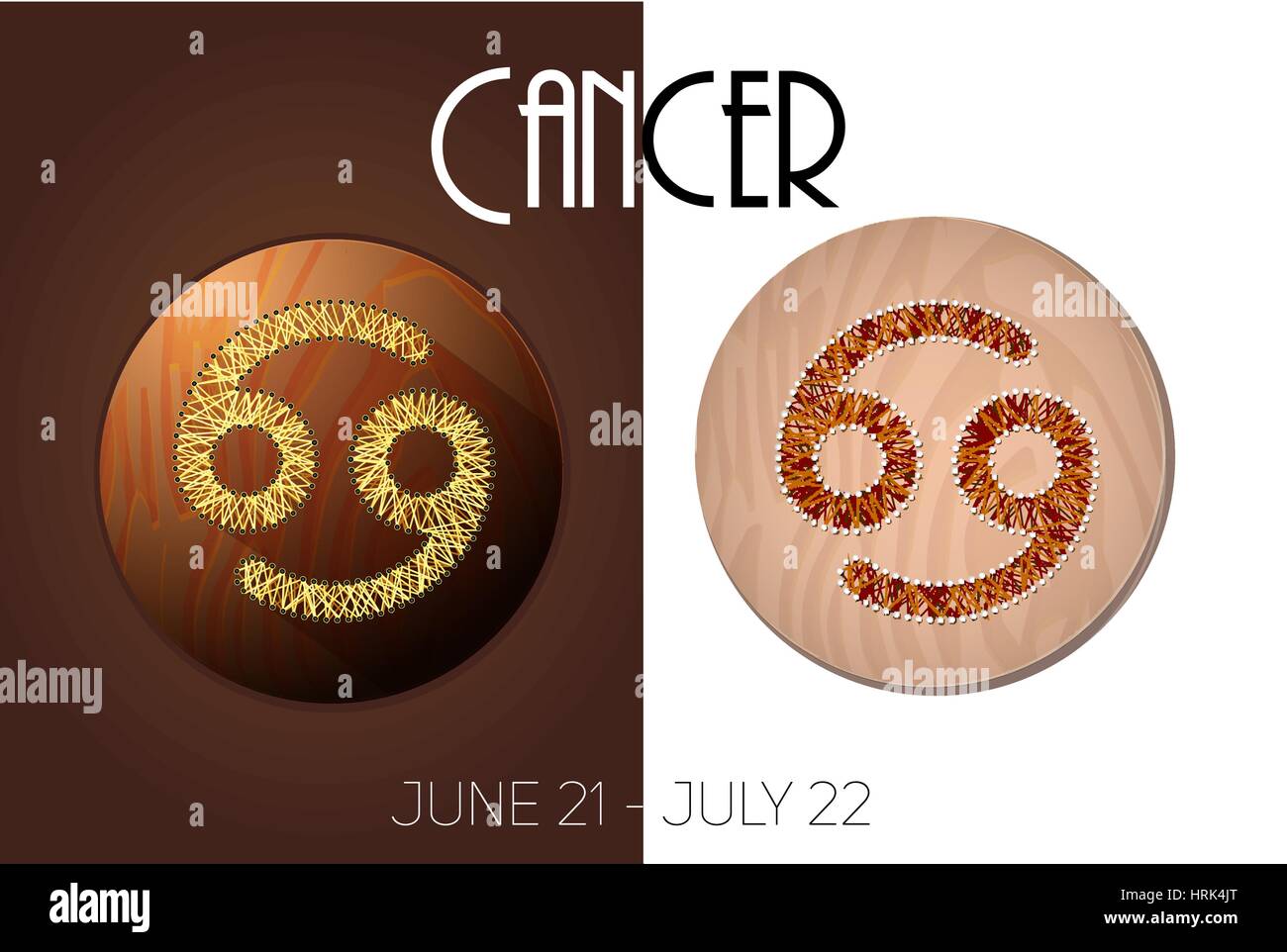 Cancer zodiac sign in circular frame, vector Illustration, made in the ...