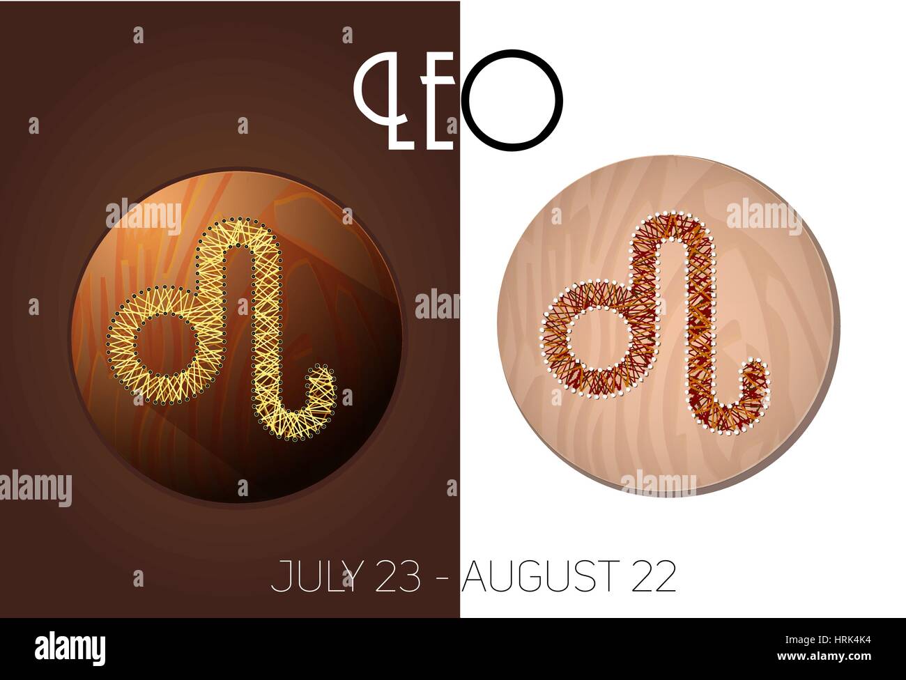 Leo zodiac sign in circular frame, vector Illustration, made in the ...