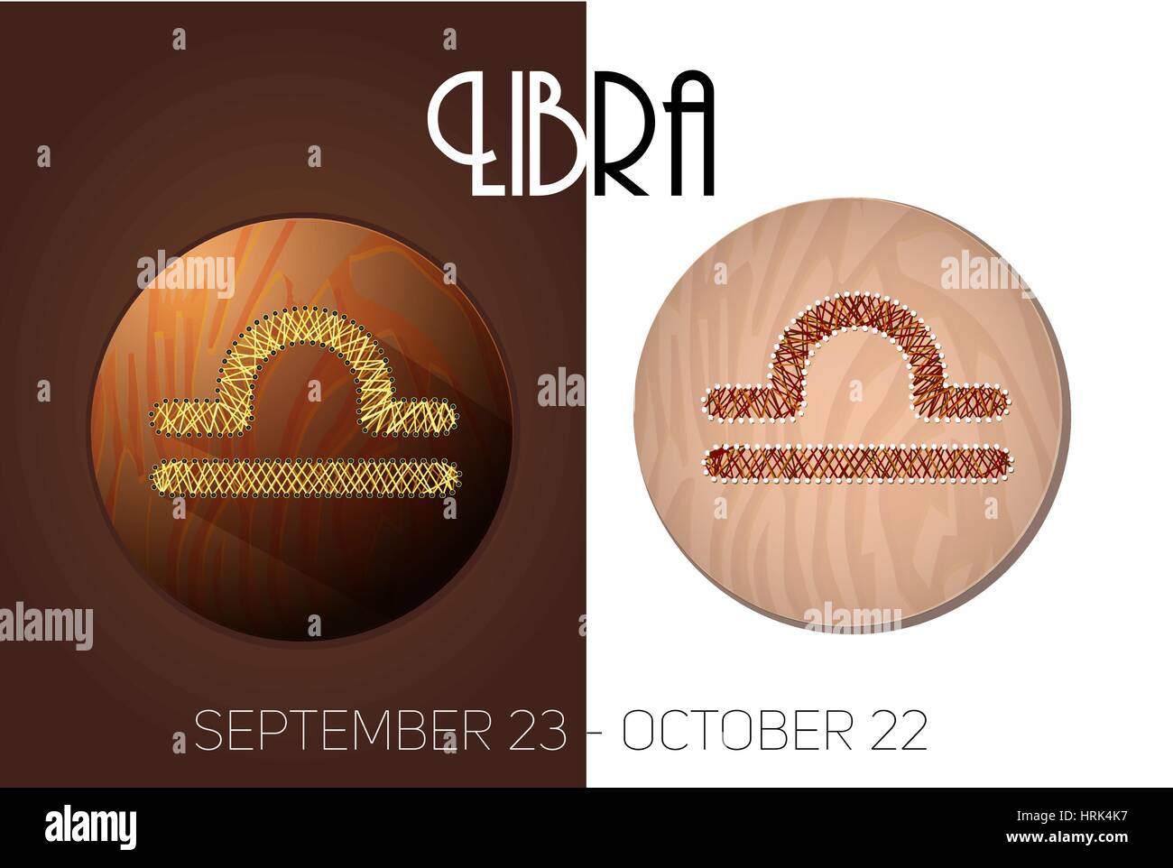 Libra zodiac sign in circular frame, vector Illustration, made in the ...