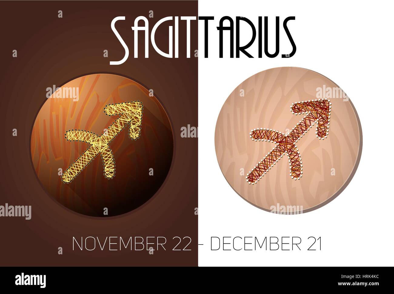 Sagittarius zodiac sign in circular frame, vector Illustration, made in ...