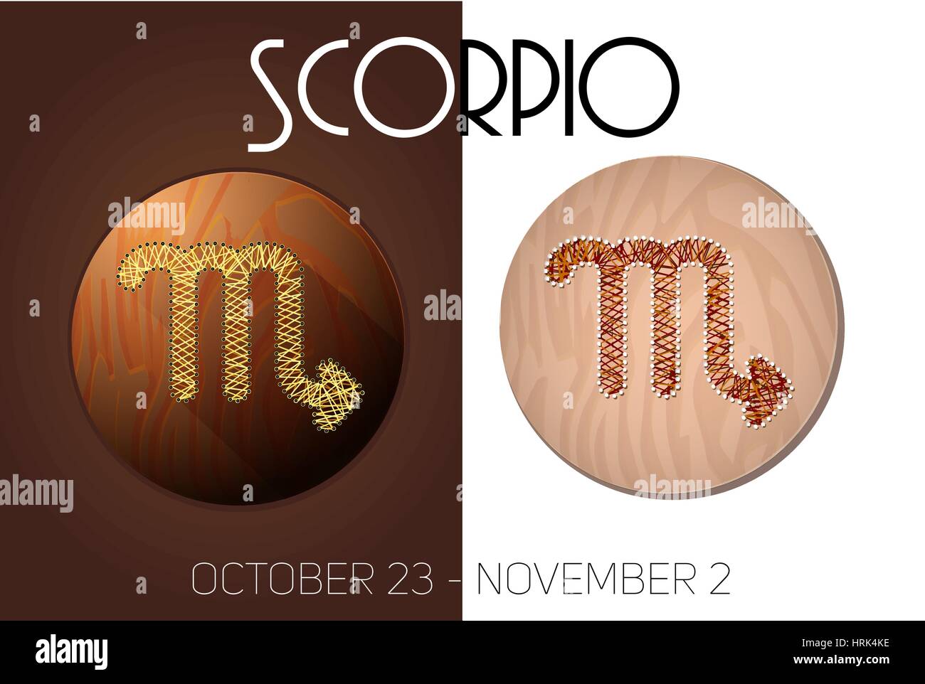 Scorpio zodiac sign in circular frame, vector Illustration, made in the ...