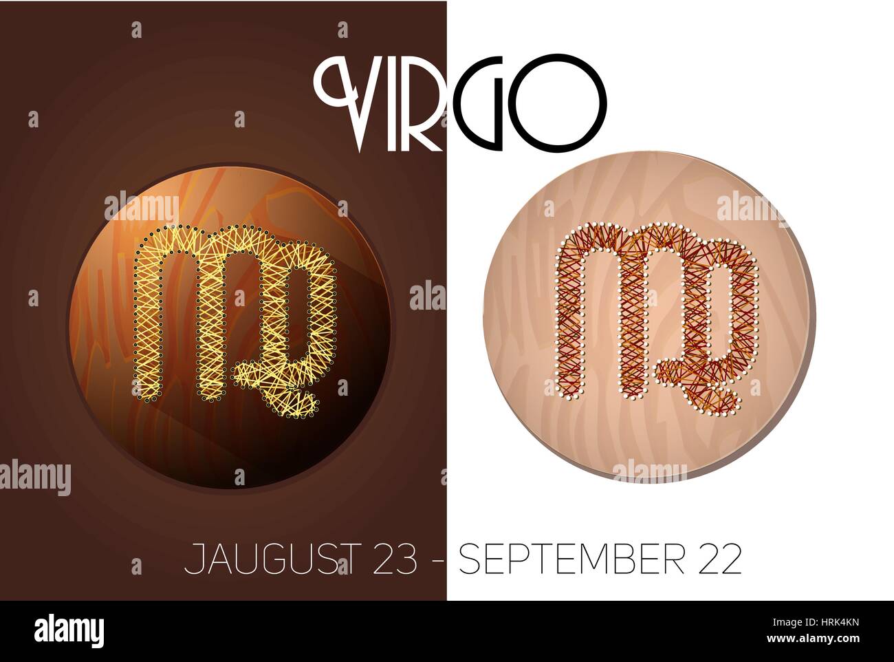 Virgo zodiac sign in circular frame, vector Illustration, made in the ...