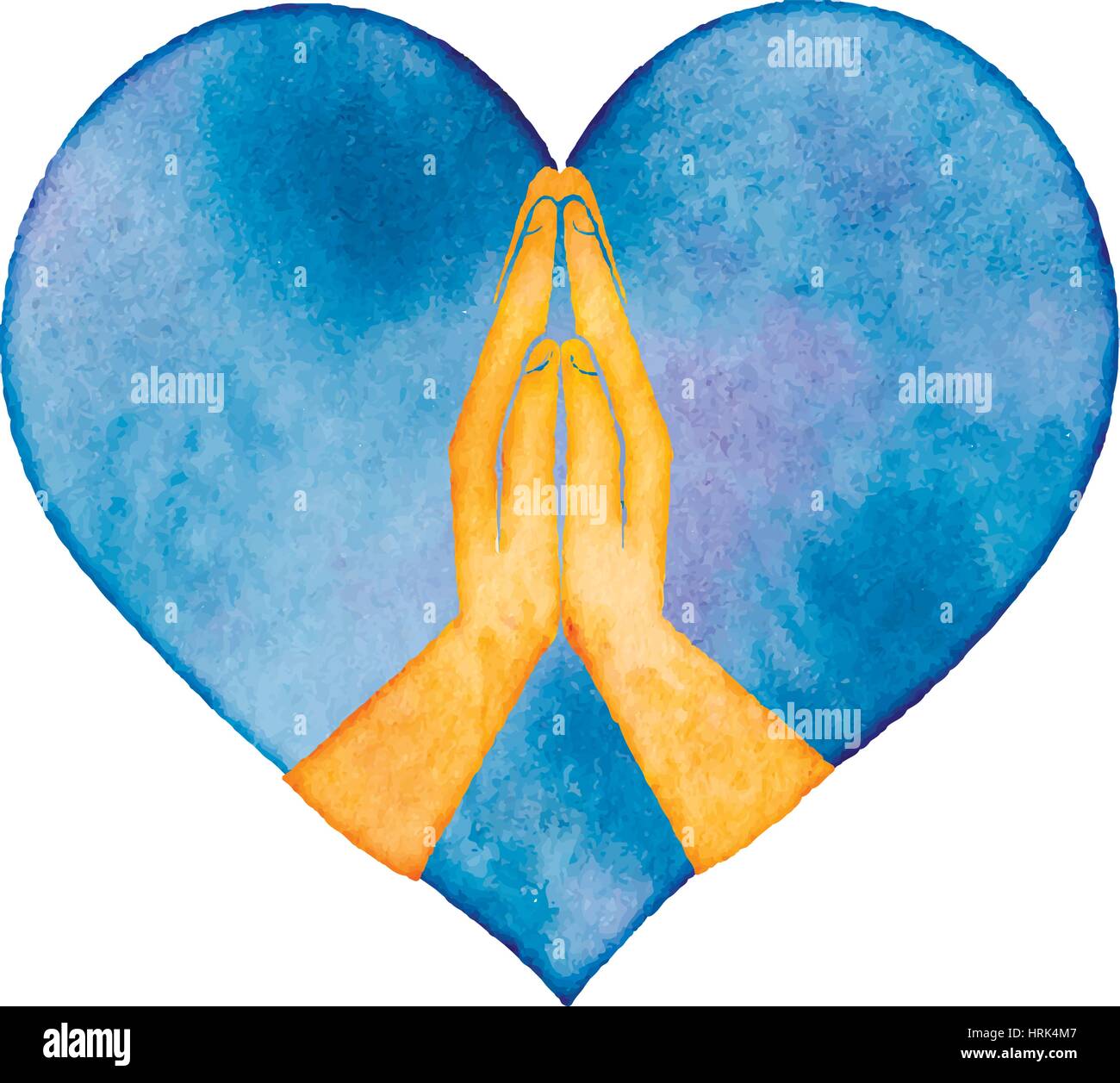 Icon hands in prayer in the blue heart Stock Vector Image & Art - Alamy