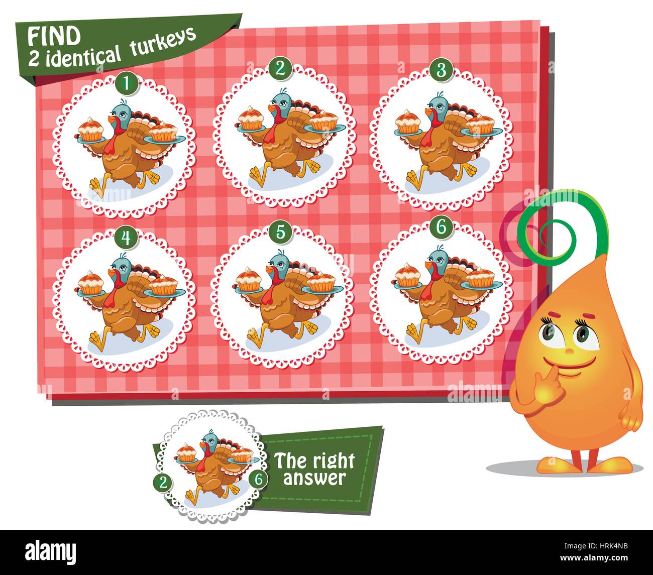 Visual Game for children. Task: find 2 identical turkeys Stock Vector ...