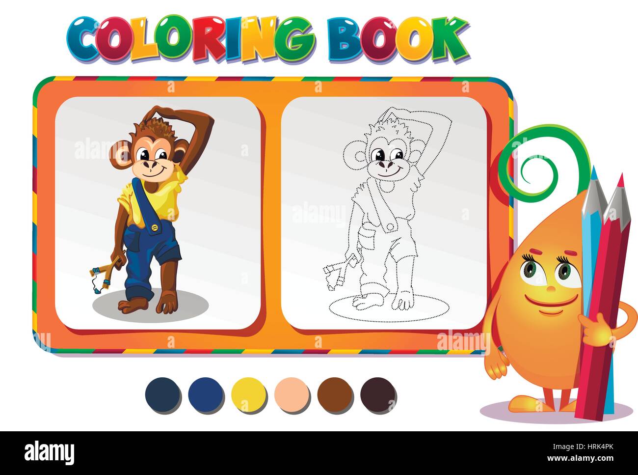 choose the color of the figure. Coloring book about monkey Stock Vector ...