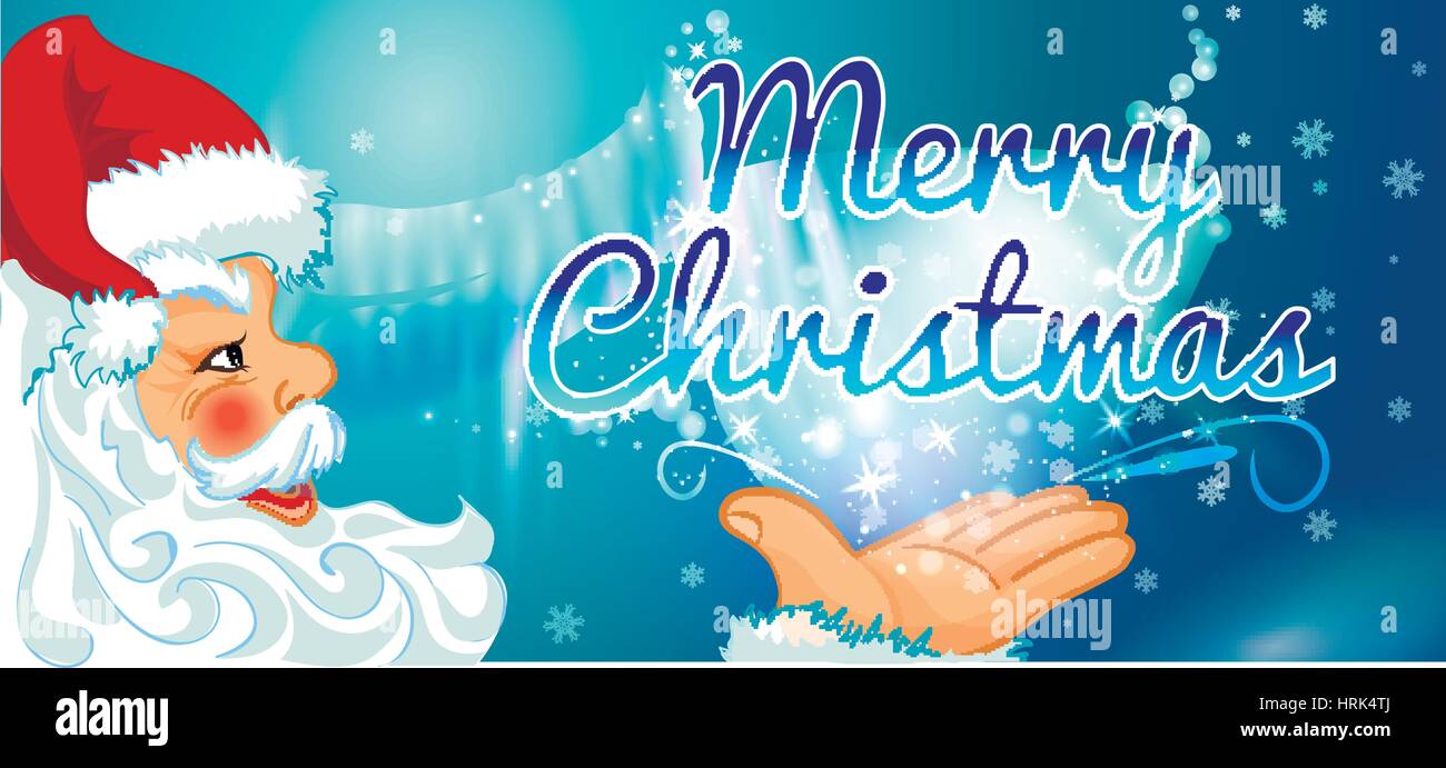 Greeting frame Santa Claus in the cold congratulations Stock Vector ...