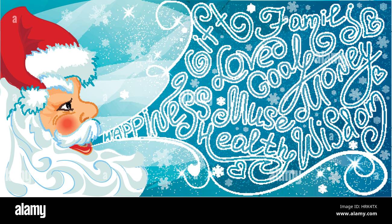 Merry Santa Claus in the cold congratulations wishes Stock Vector Image ...