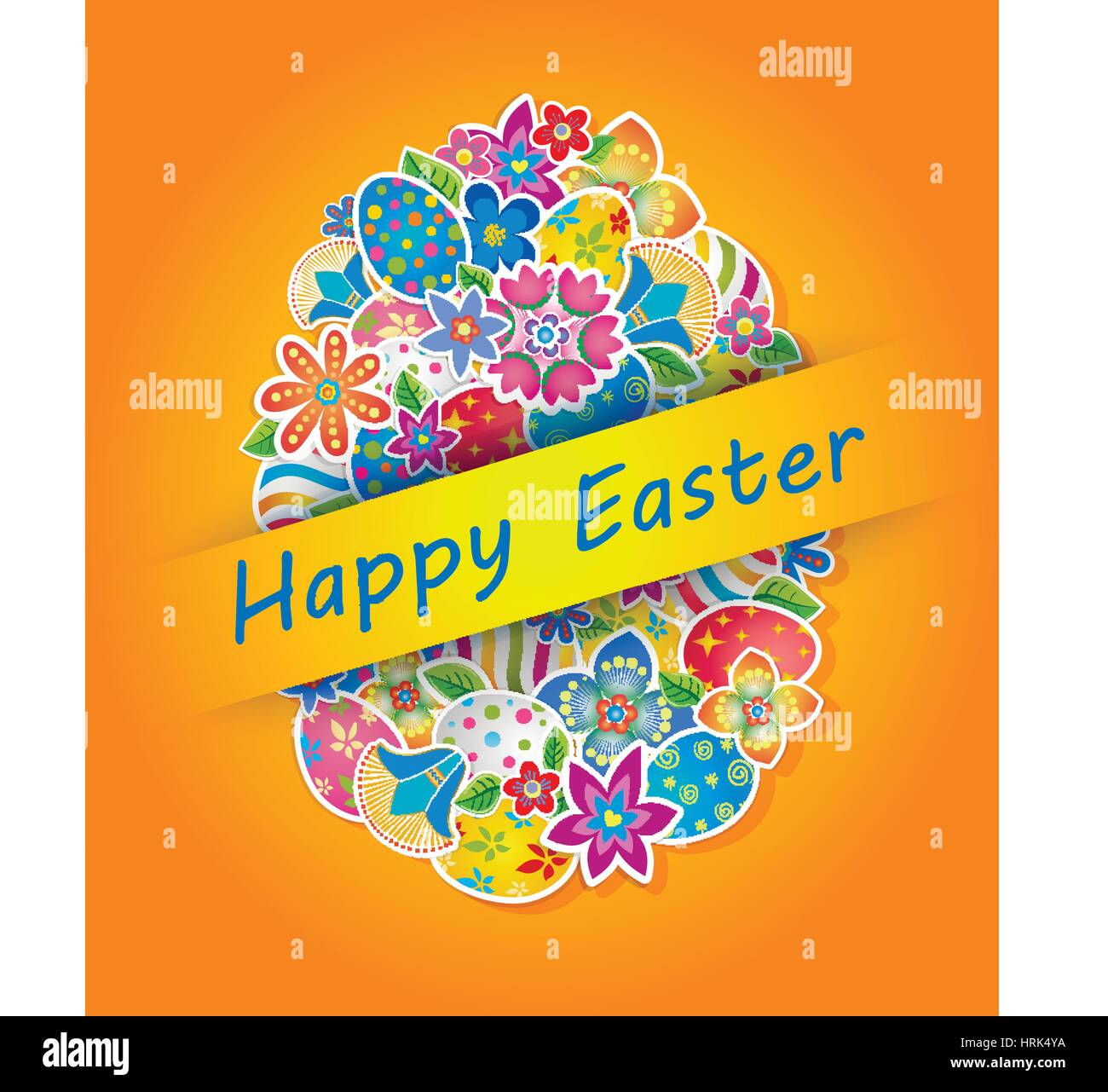 Vector Easter tag. Easter Symbol Egg and Spring flower. Festive ...