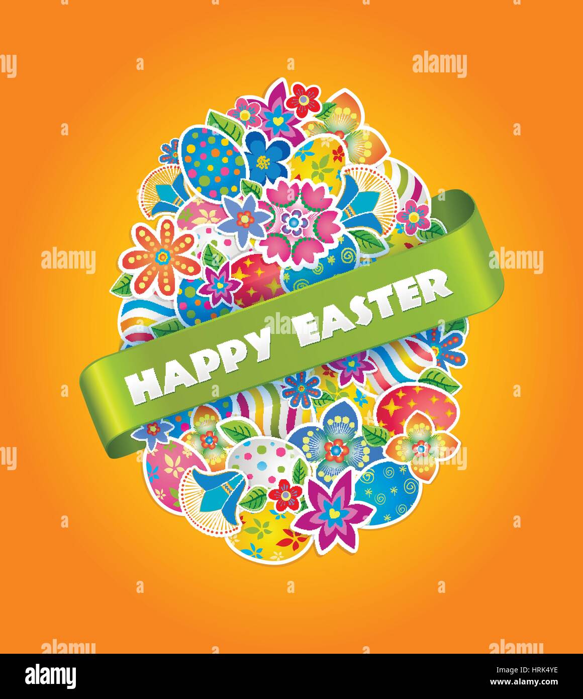 Vector Easter tag. Easter Symbol Egg and Spring flower. Festive ...