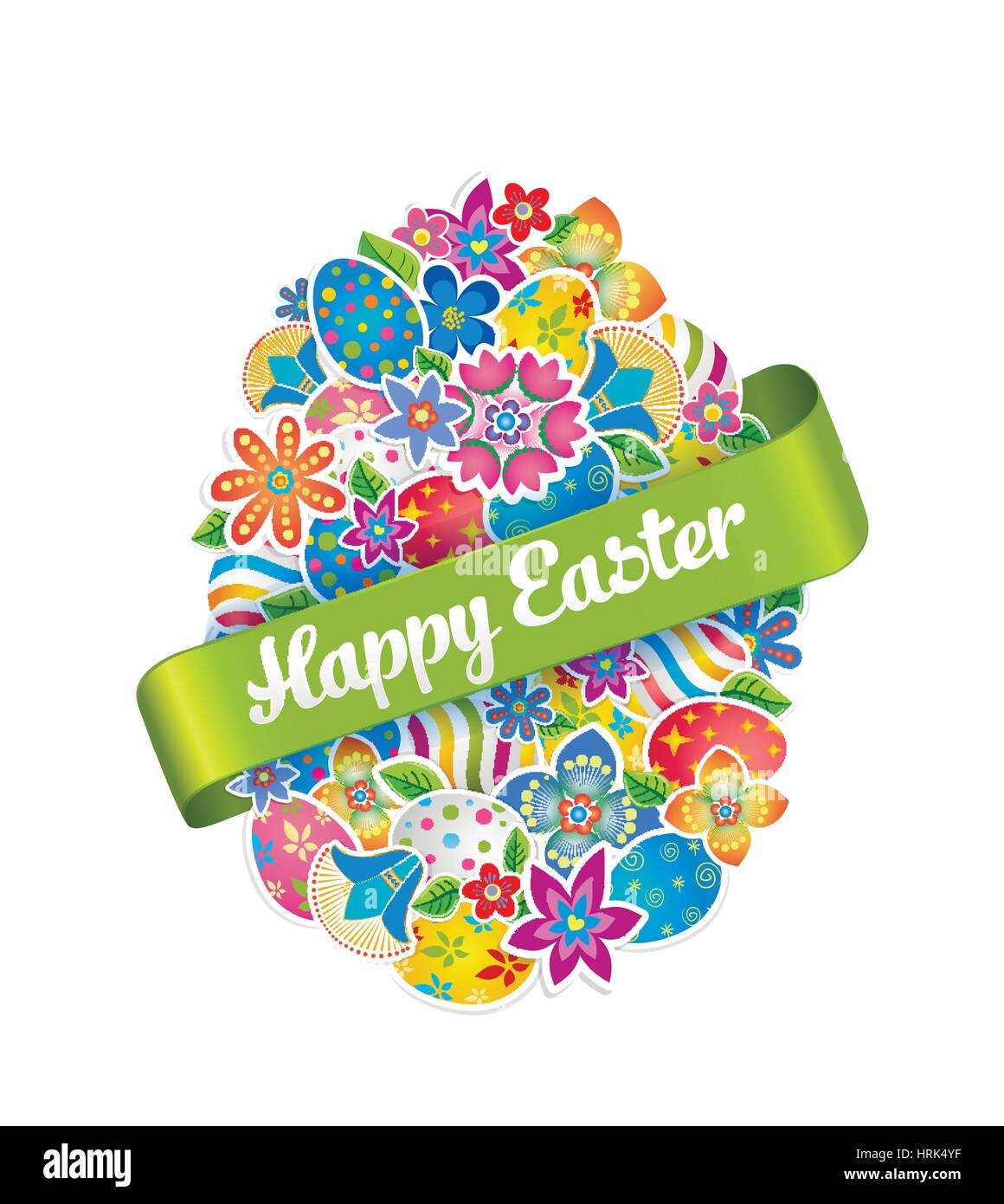 Vector Easter tag. Easter Symbol Egg and Spring flower. Festive ...