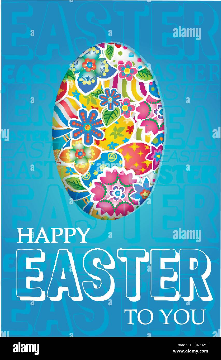 Vector Easter tag. Egg banner in flowers and text. Festive background ...