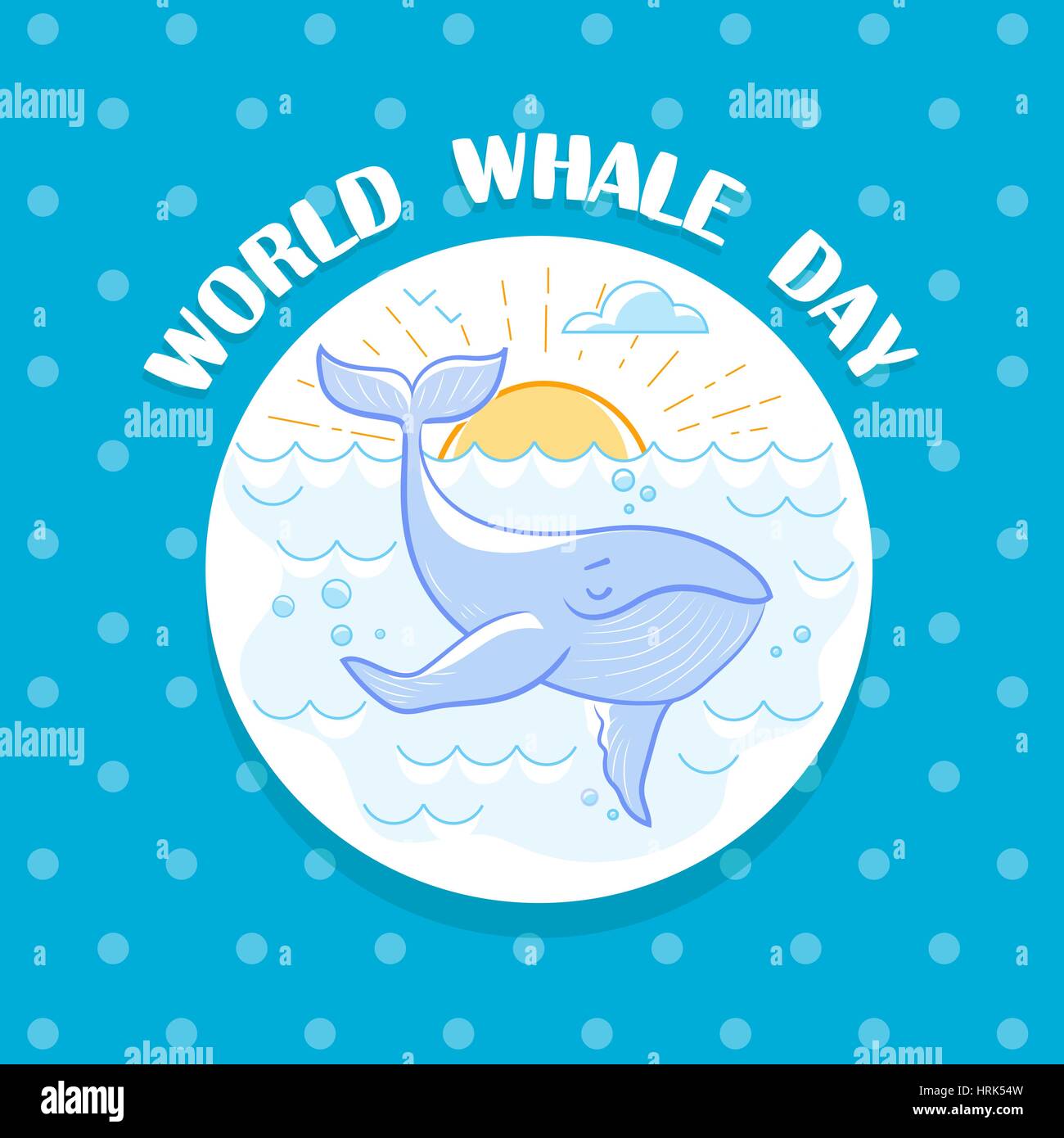 Greeting card. Holiday - World Whale Day. Icon in the linear style ...