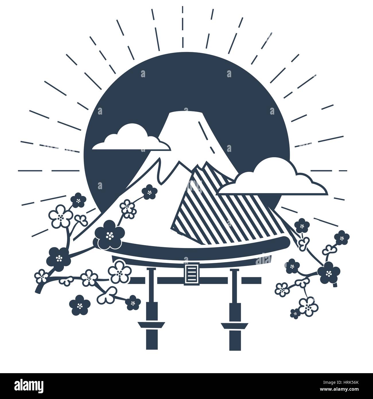 Greeting card. Holiday - Japan Day. Icon in the linear style. black and ...