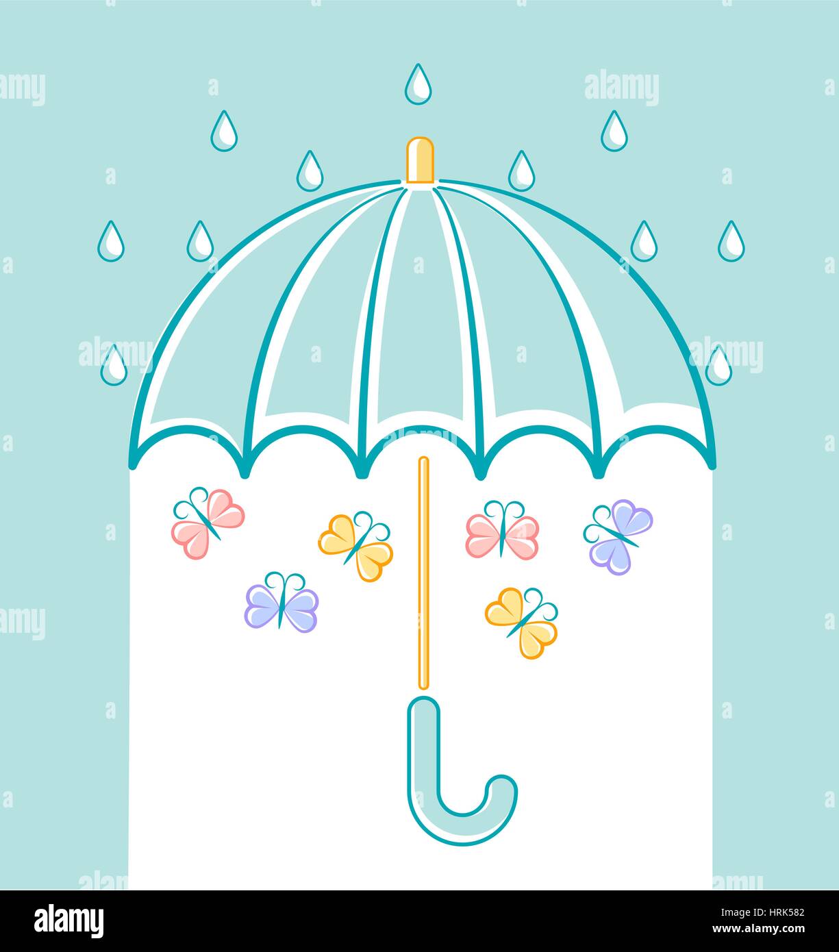illustration of an umbrella in the rain, protect butterflies Stock ...