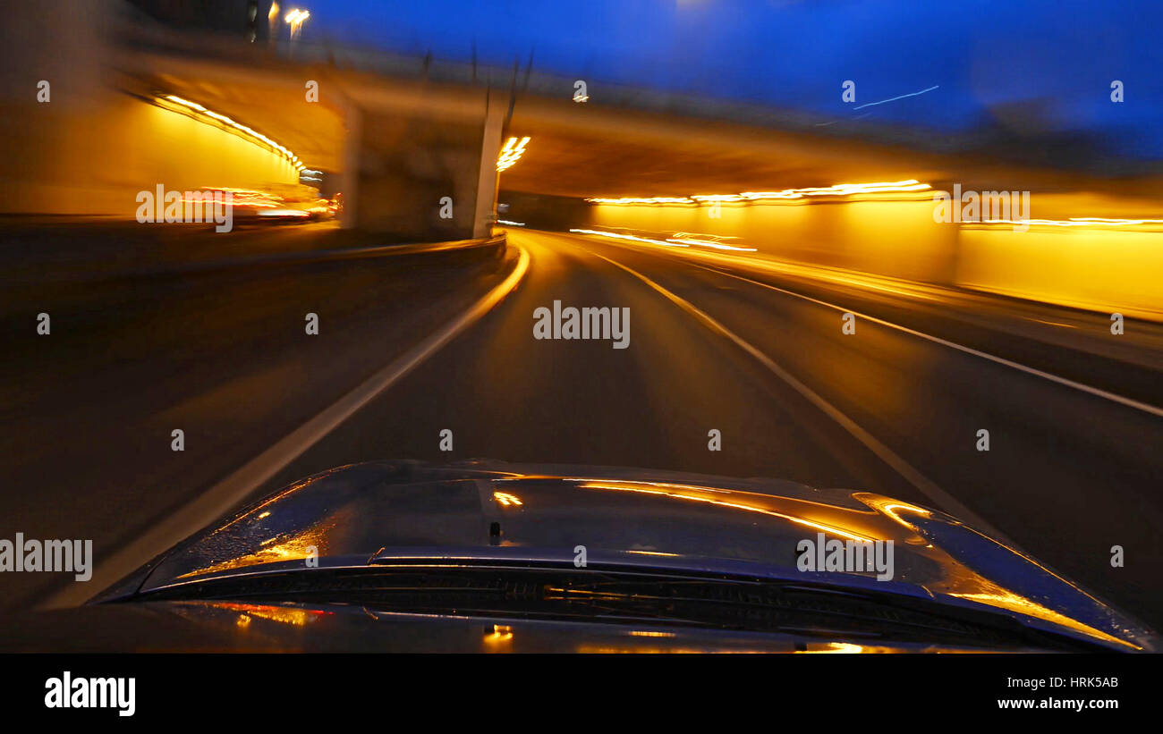 car driving through road tunnel leeds yorkshire united kingdom Stock ...