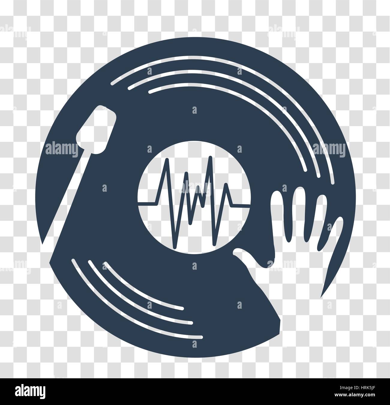 concept music dj in the form of vinyl plate and hand. Icon in the ...