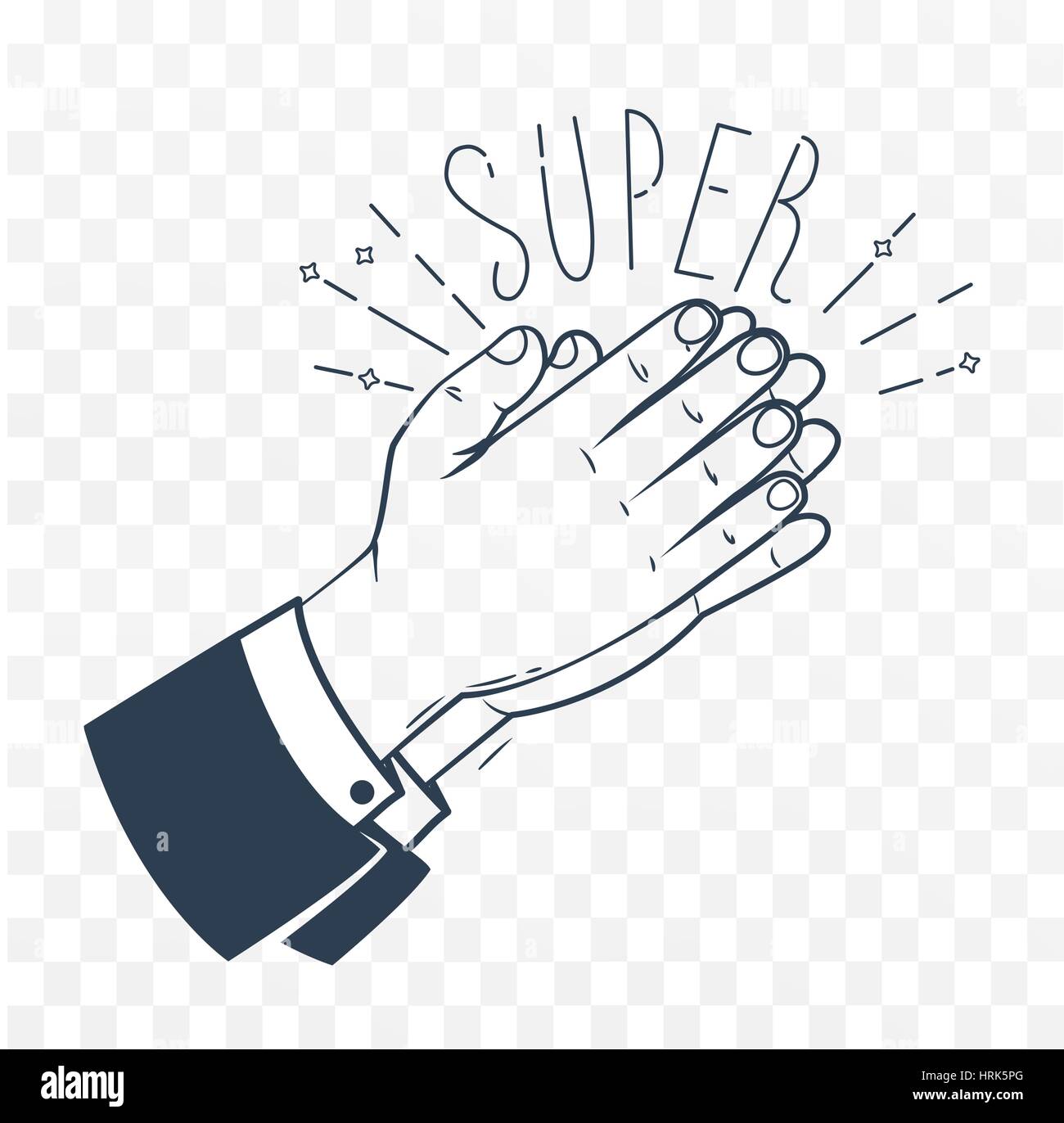 Icon clapping hands with the text Super Icon in the linear style. black ...