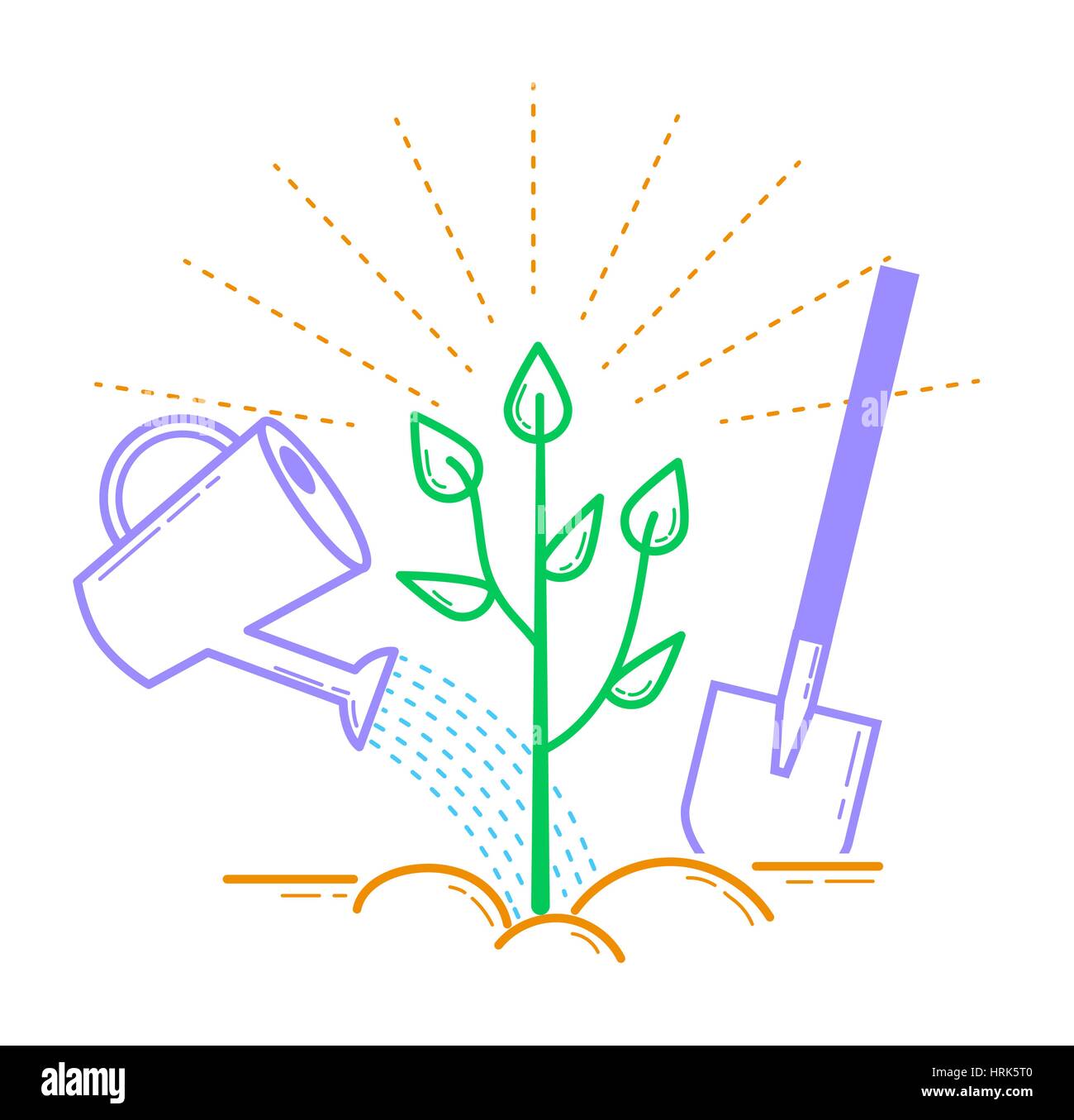 Icon tree planting, landscaping. Icon in the linear style Stock Vector ...