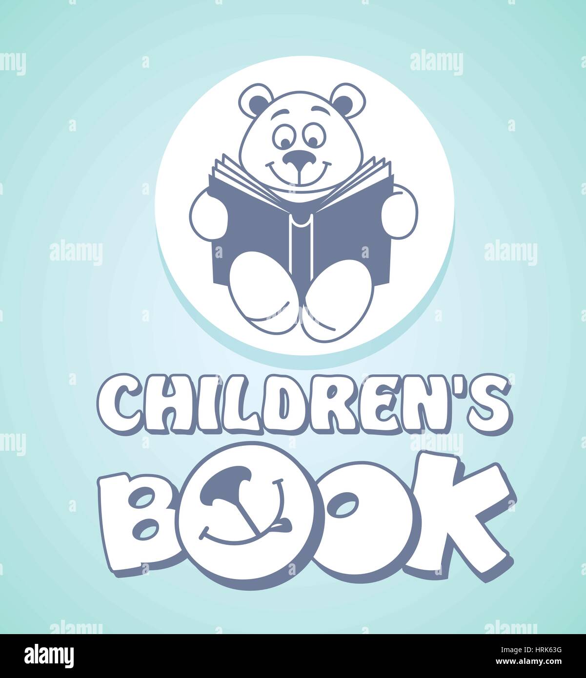 Funny teddy bear reading a book. Logo design vector template. Animal ...