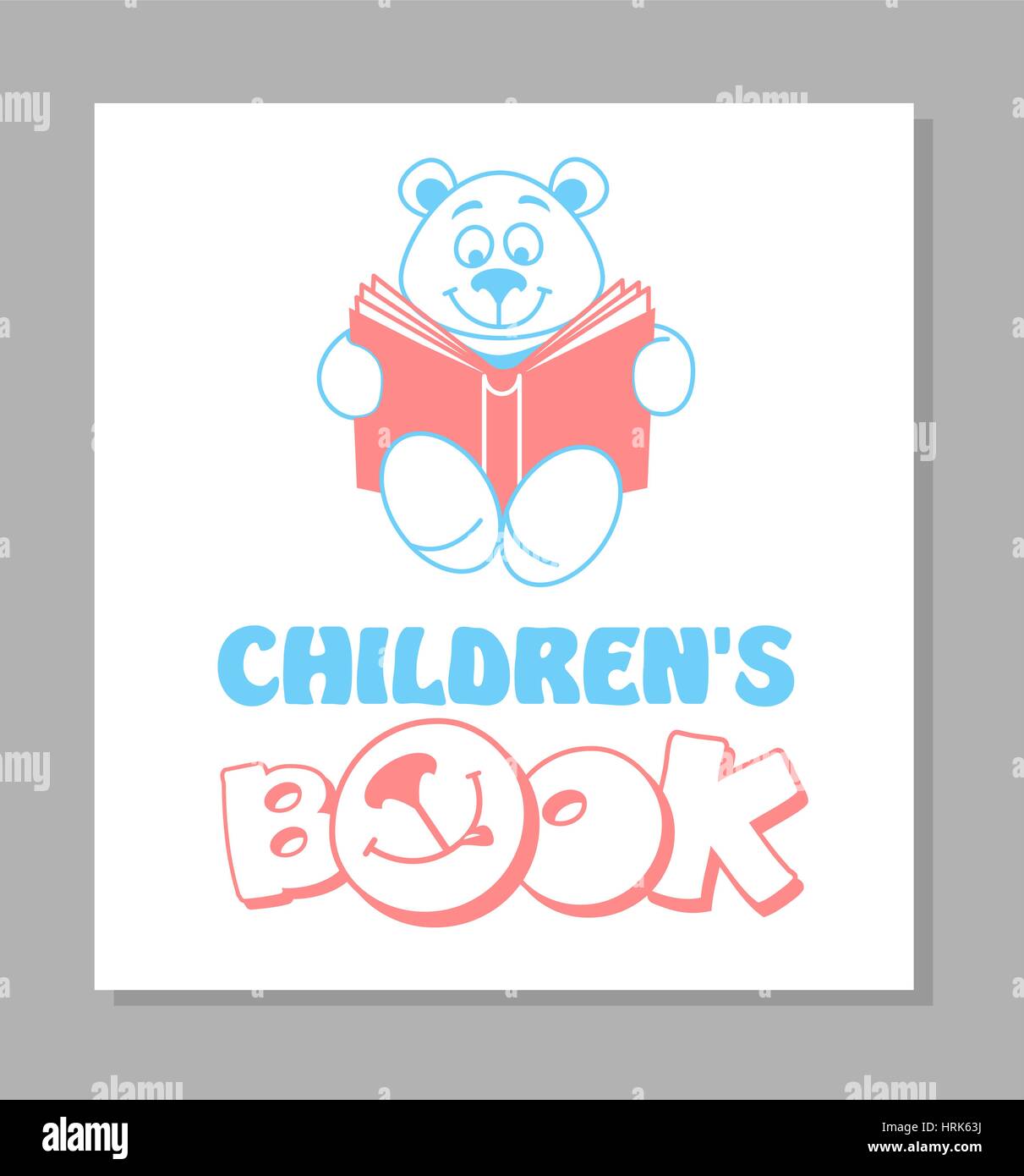 Funny teddy bear reading a book. Logo design vector template. Animal ...