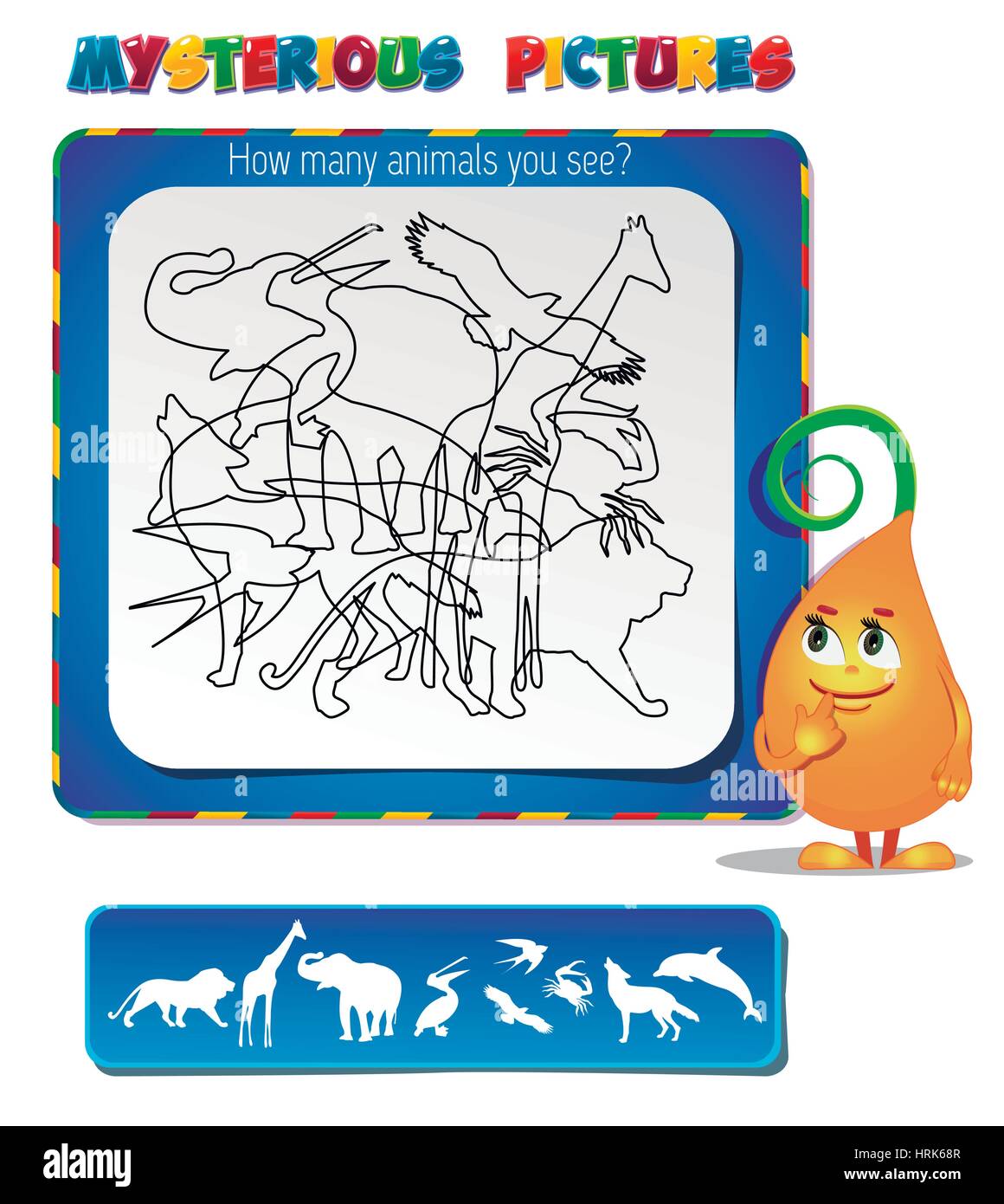 Visual Game for children. Task: what you see silhouettes of animals ...