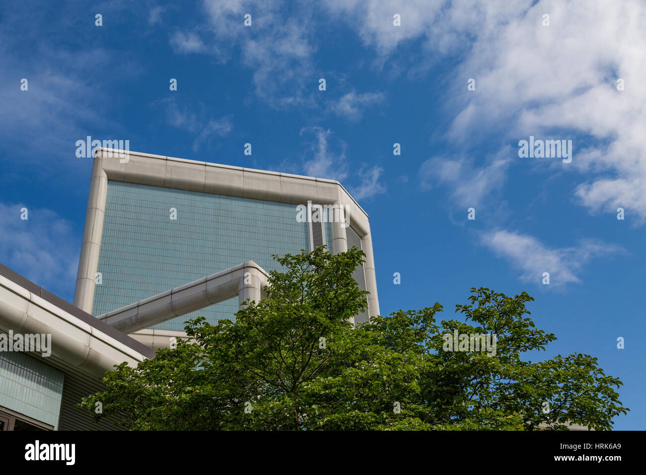 Modern Stone and glass Architecture Beyond Trees Stock Photo - Alamy