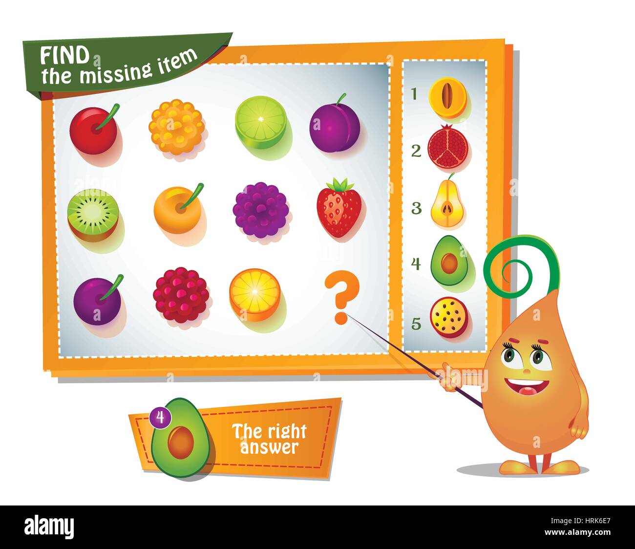Visual Game for children. Task: find the missing item Stock Vector ...