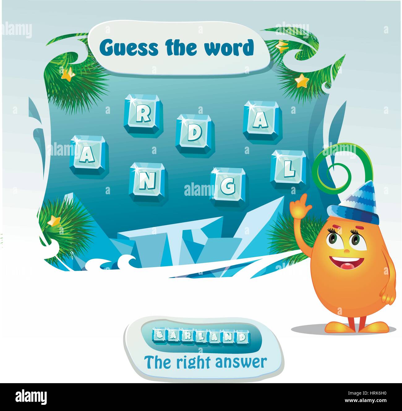 Visual Game for children. Task: guess the word. Right answer- GARLAND ...
