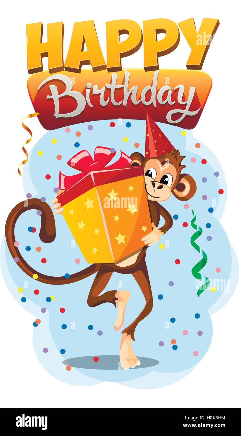 Monkey birthday party Stock Vector Images - Alamy