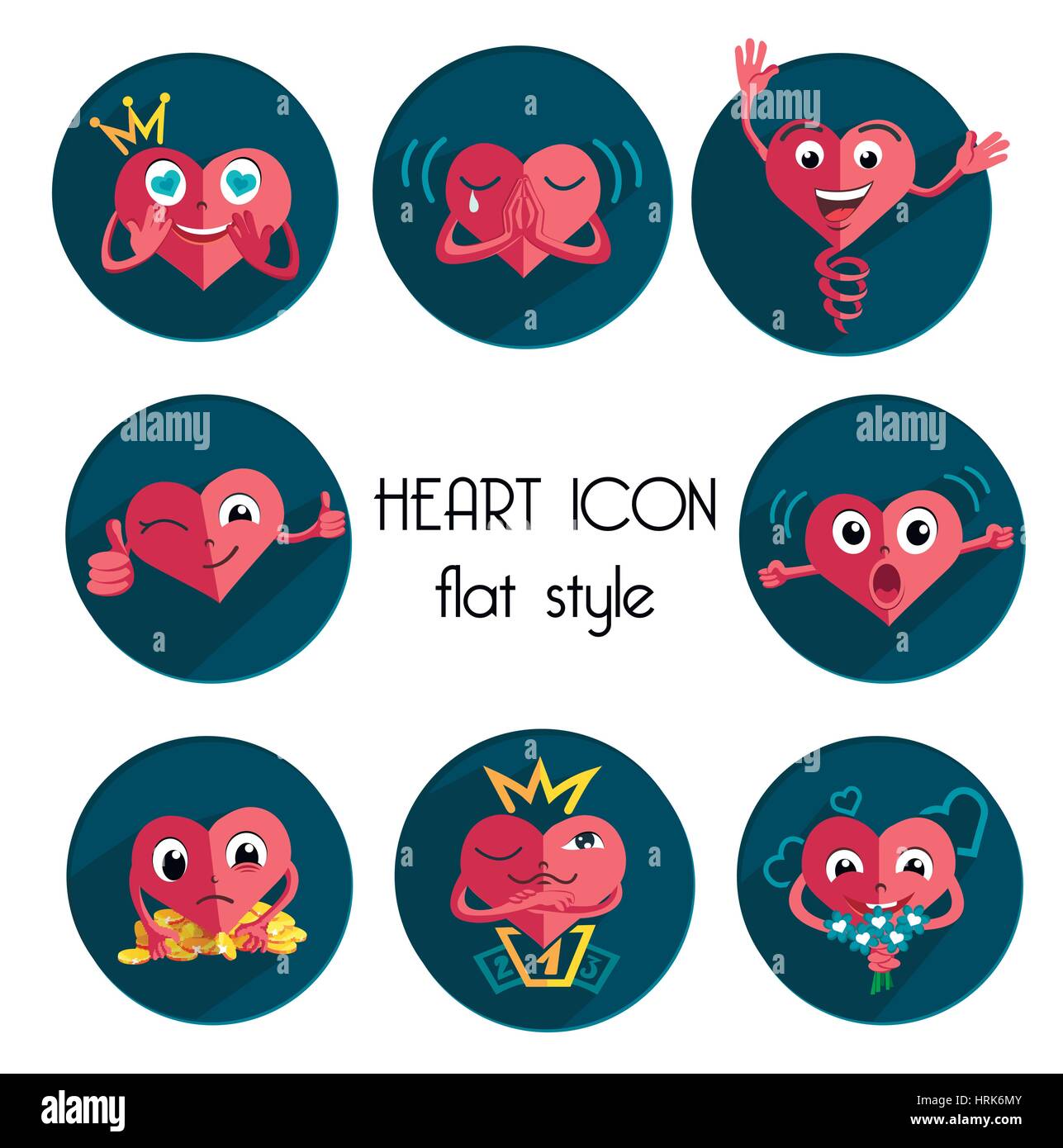 Group heart icons in flat style Stock Vector Image & Art - Alamy