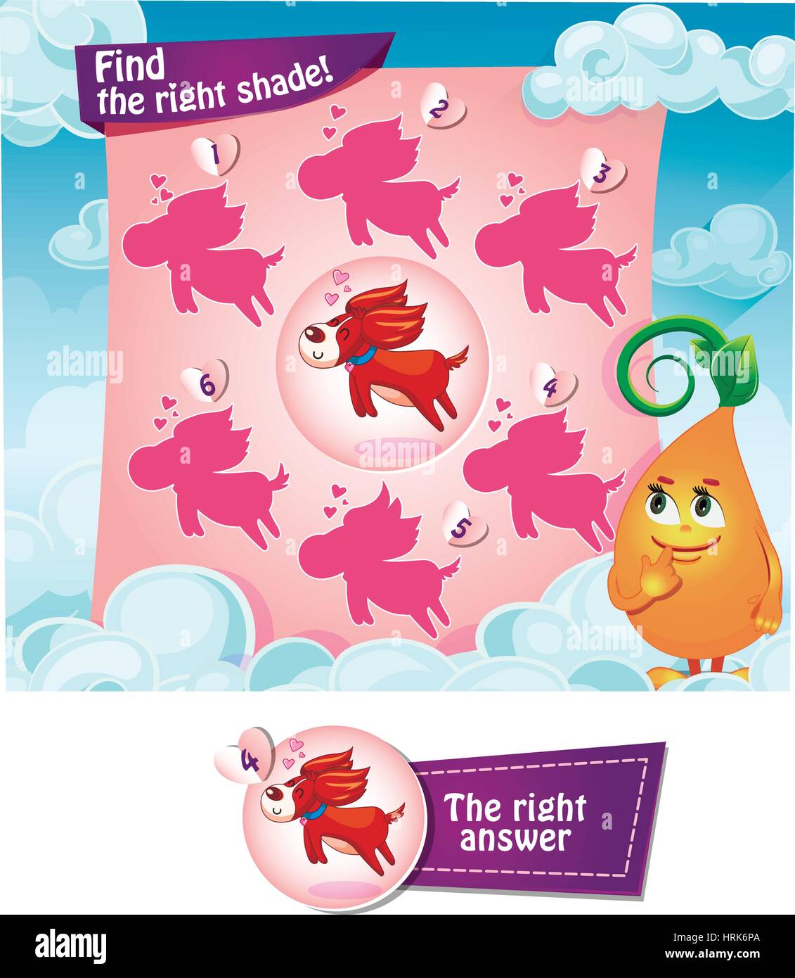 Visual Game for children. Task find the right shade Stock Vector Image ...