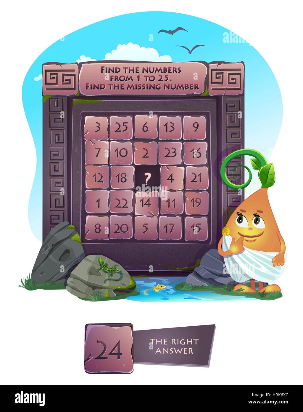 Visual Game for children. Task: Find the numbers from 1 to 25. Find the ...