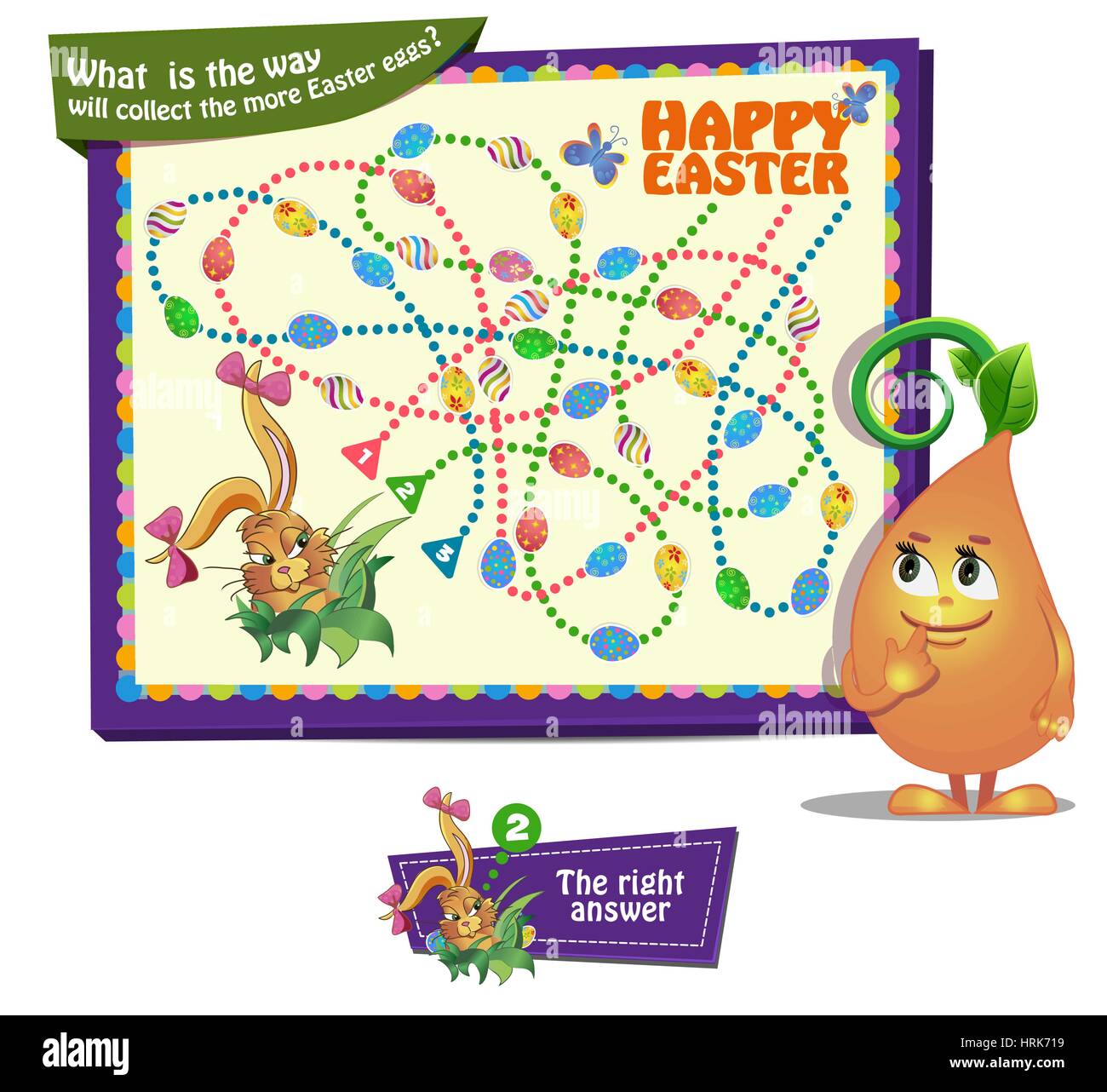 Visual Game for children. What is the way will collect the more Easter ...
