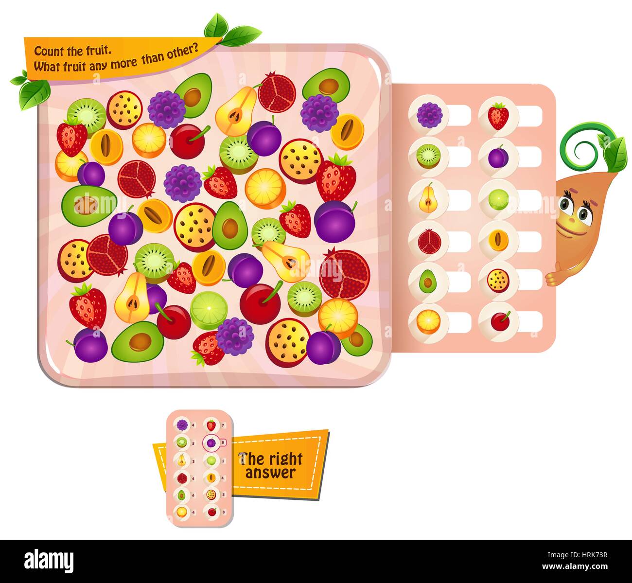 Visual Game for children. Task: Count the fruit. What fruit any more ...
