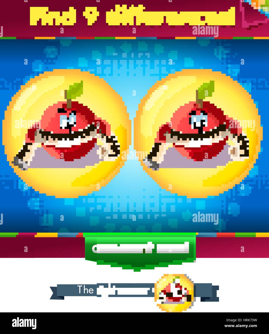 Visual Game for children. Find 9 differences the funny apple Stock ...