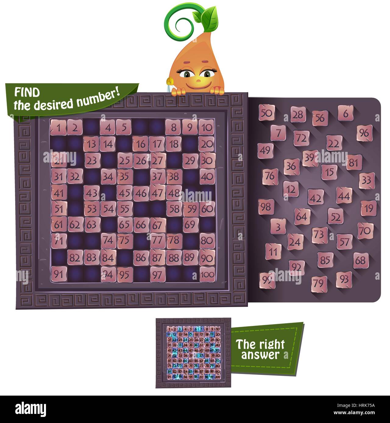 Visual Game for children. Find the desired number. Learning preschool ...