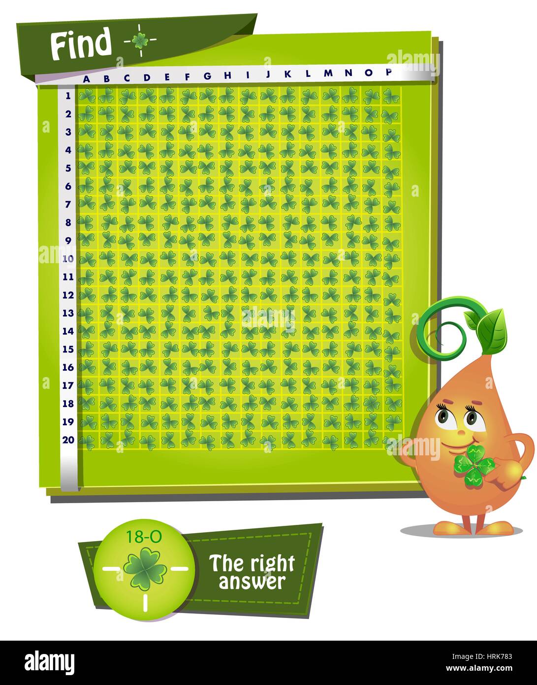 Visual Game for children. Game account, observation. Find clover with 4 ...